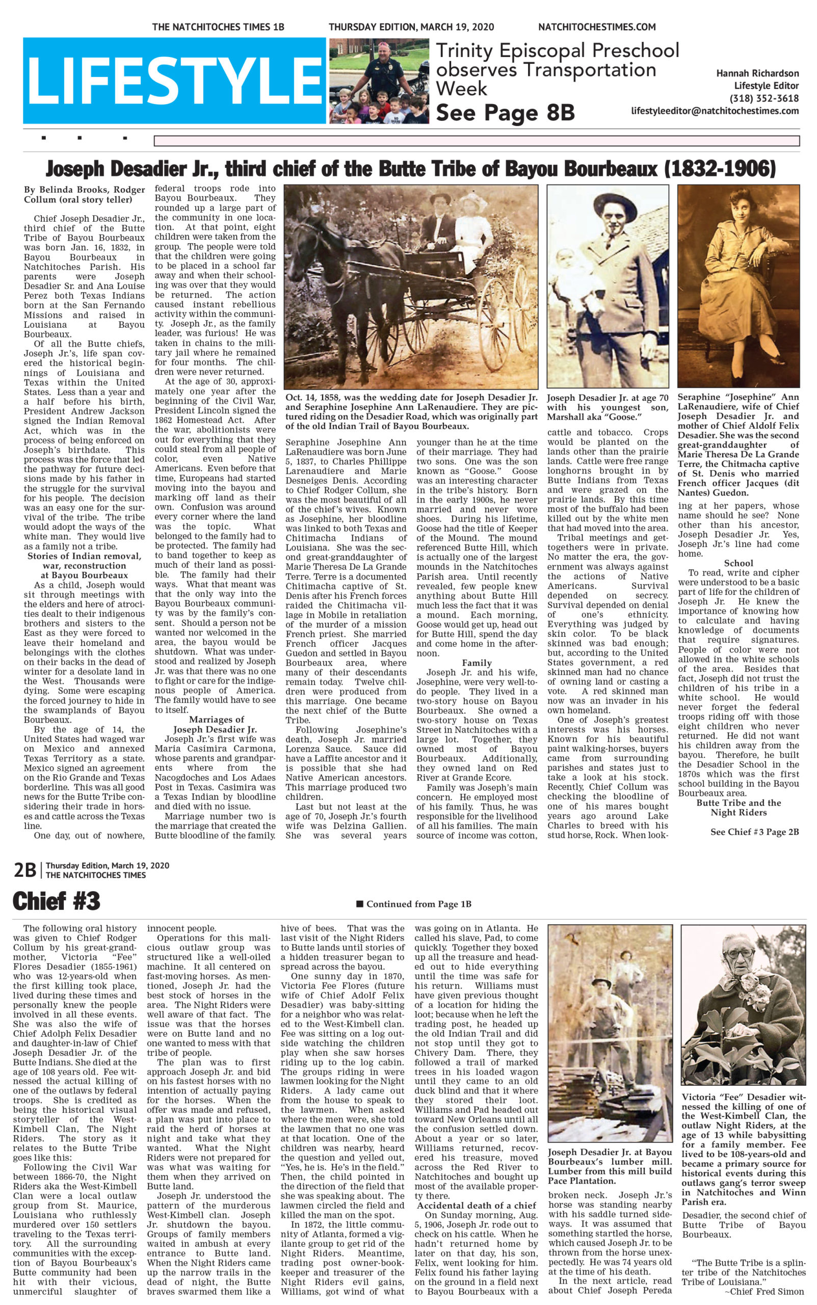 March 19, 2020 – Joseph Desadier Jr., 3rd Chief of the Butte Tribe of ...