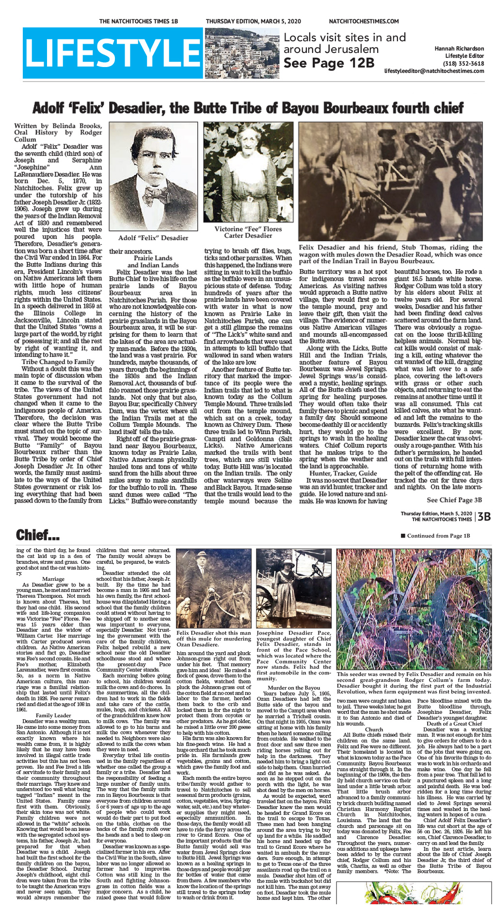 March 5, 2020 – Adolf “Felix” Desadier, the Butte Tribe of Bayou ...