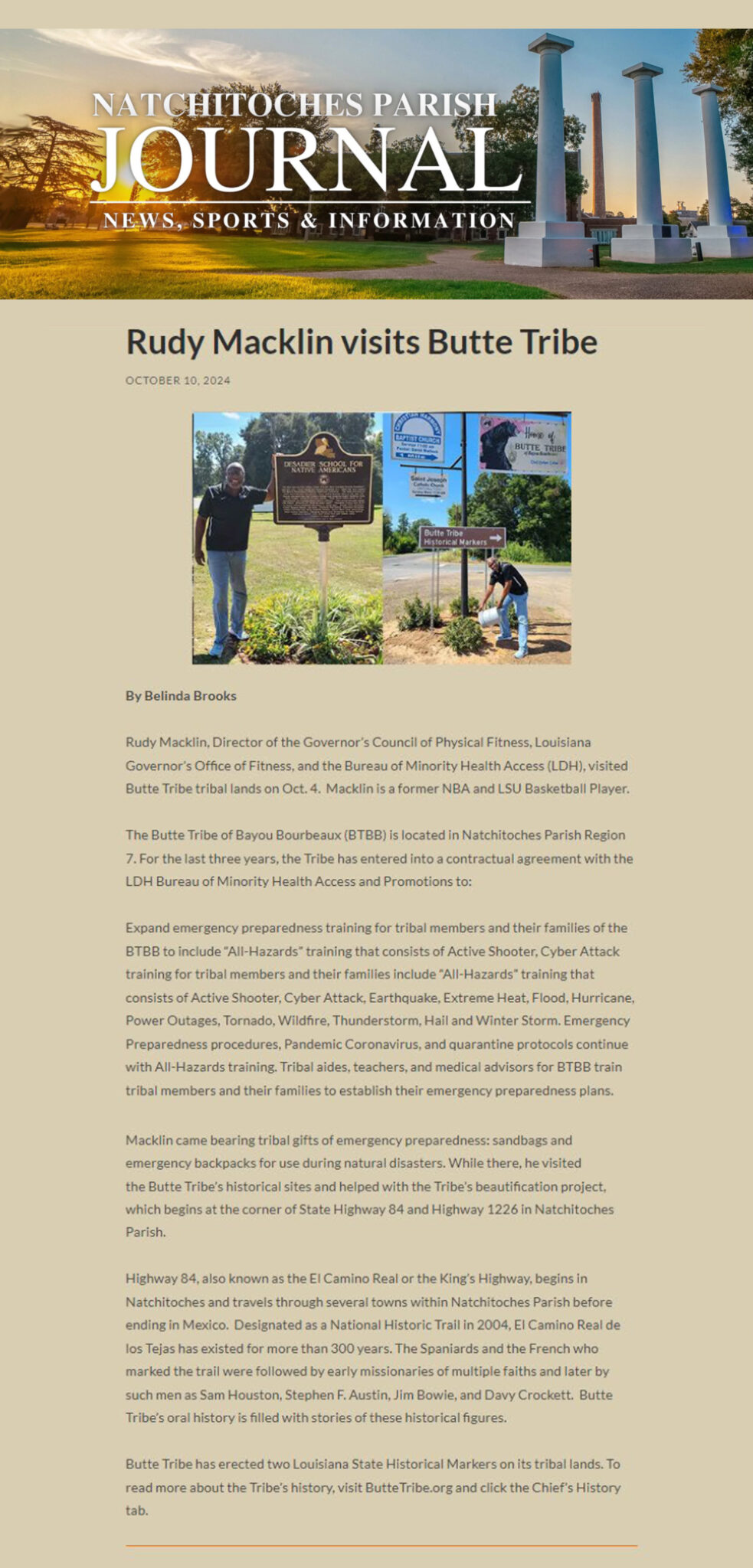 October 10, 2024 – Rudy Macklin visits Butte Tribe